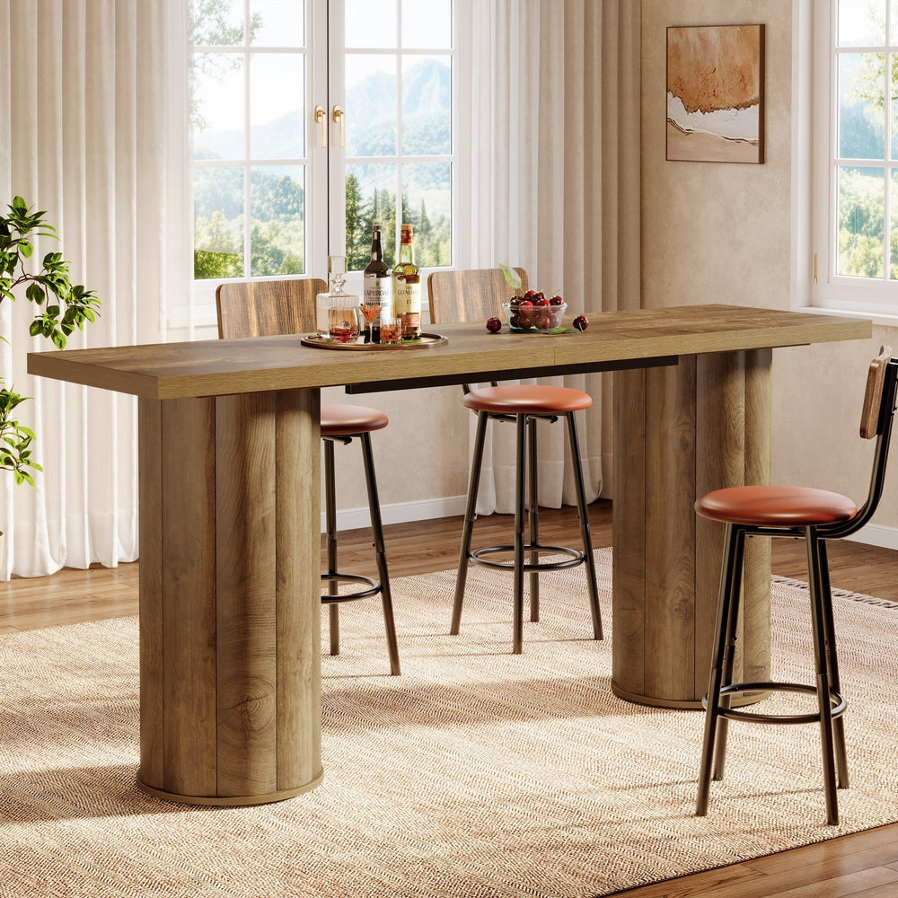 Rectangle Bar Table, 70.9" Counter Height Pub Table for Dining Room ...