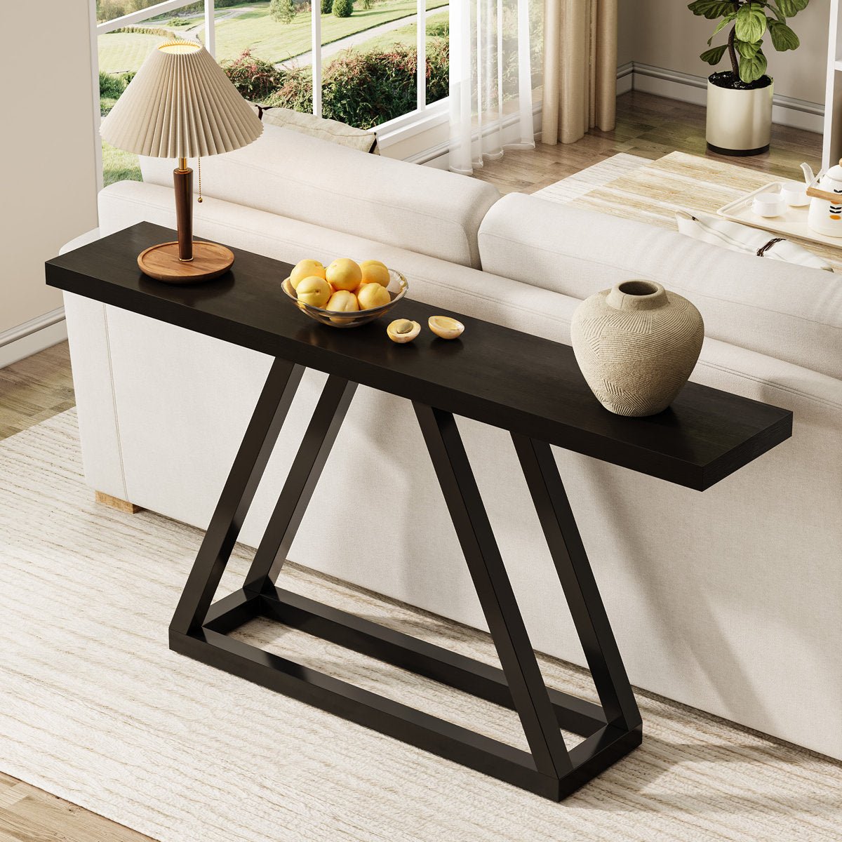63" Console Table, Modern Sofa Table Entryway Table with Metal Frame ...