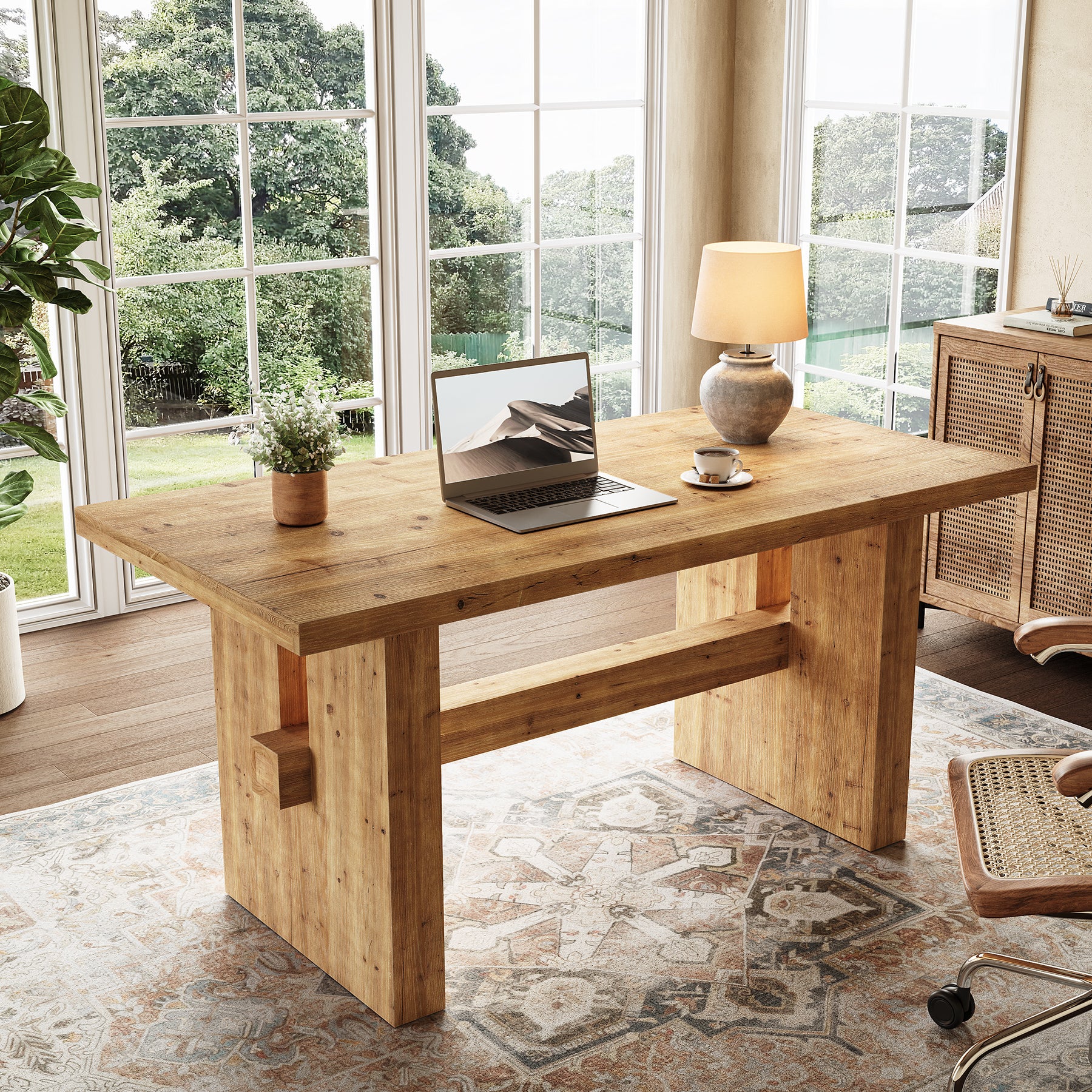 63" Executive Desk, Wood Office Computer Desk for Home Office-Tribesigns
