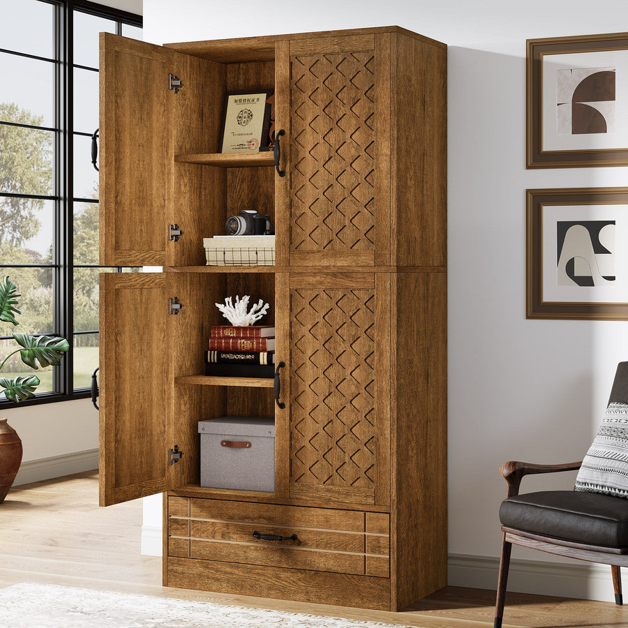 Tribesigns 70" Bookshelf, Freestanding Bookcase with Storage Drawer ...