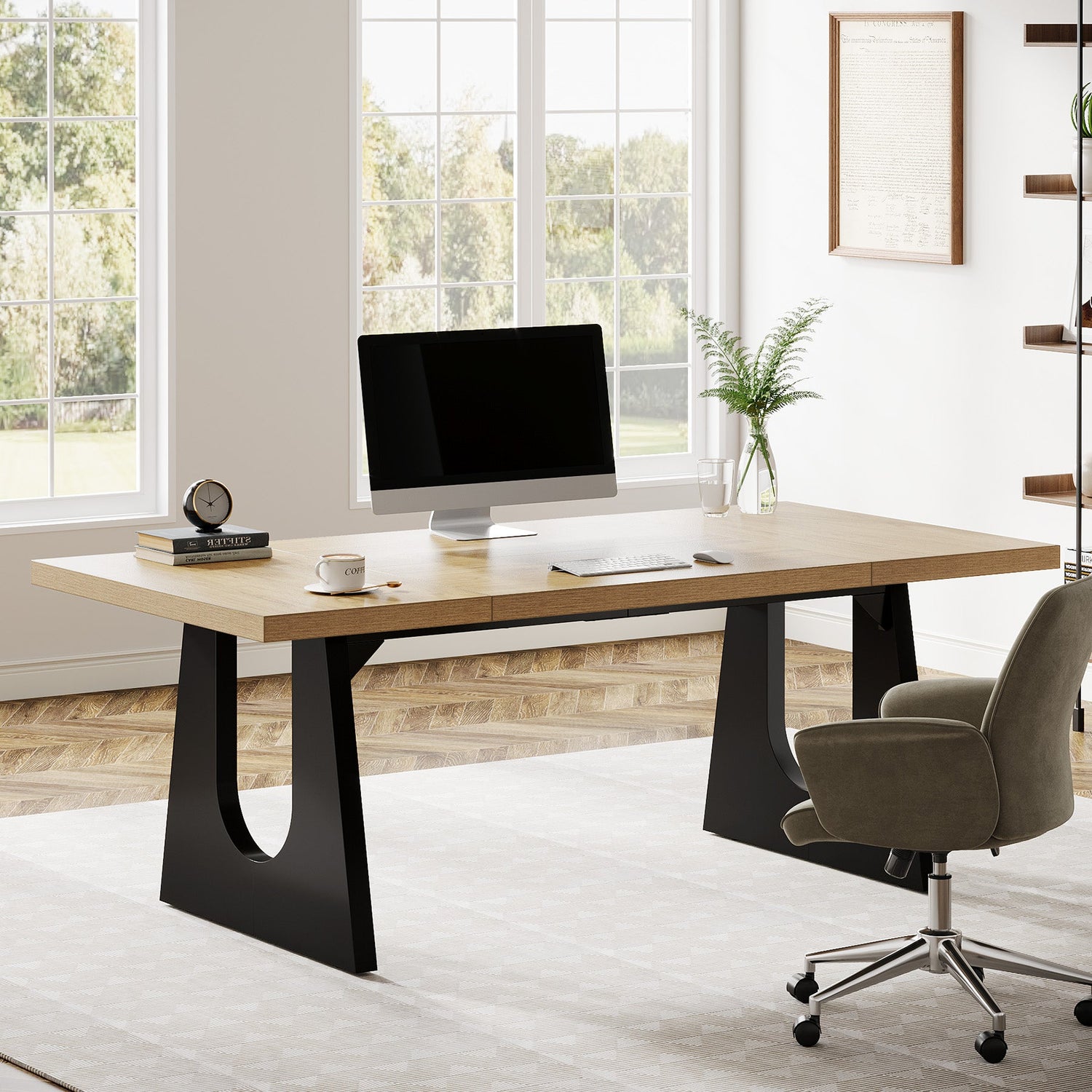 Tribesigns 70" Executive Desk, Modern Computer Office Desk Workstation ...
