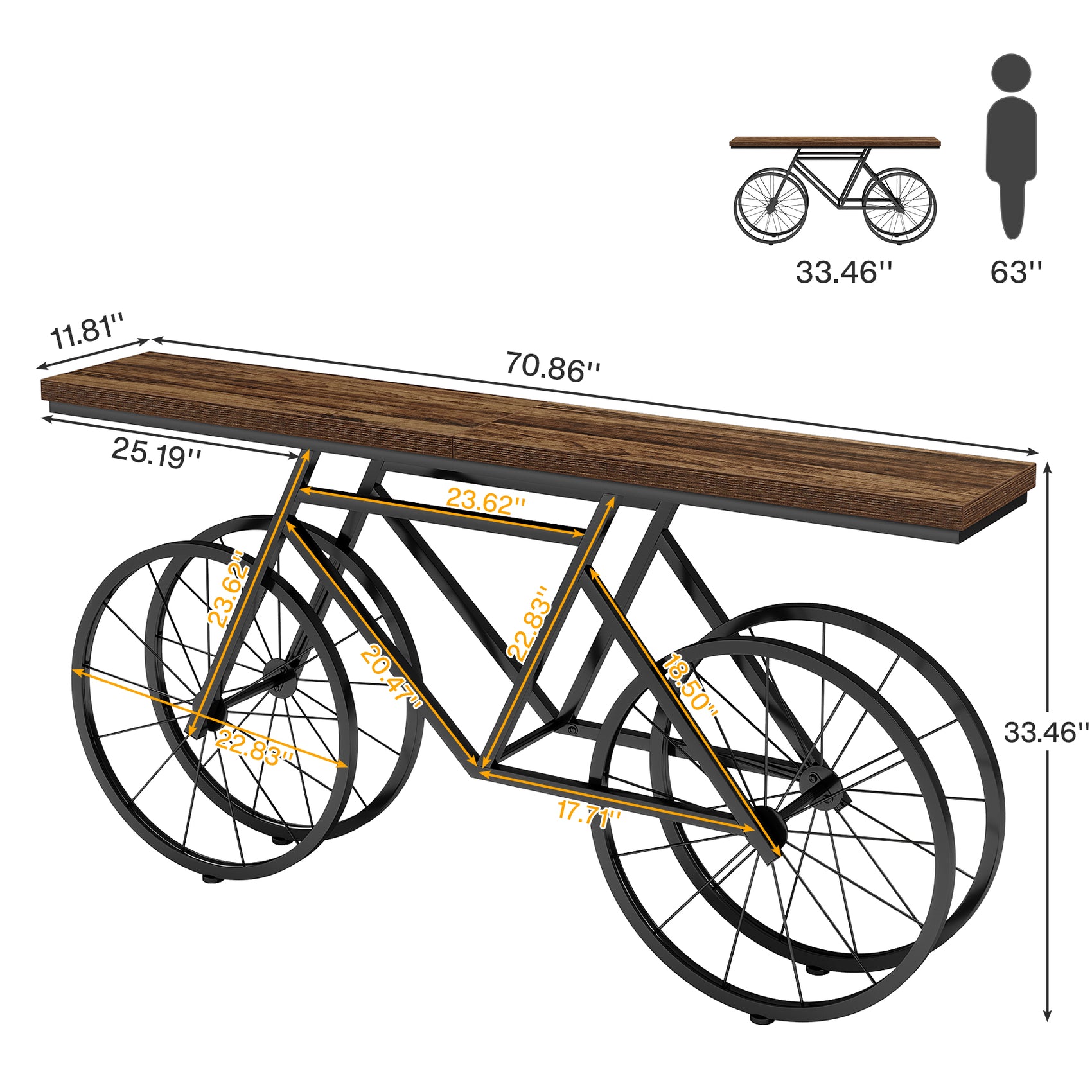 Tribesigns 70.9" Bike Console Table, Extra Long Bicycle Tables-Tribesigns