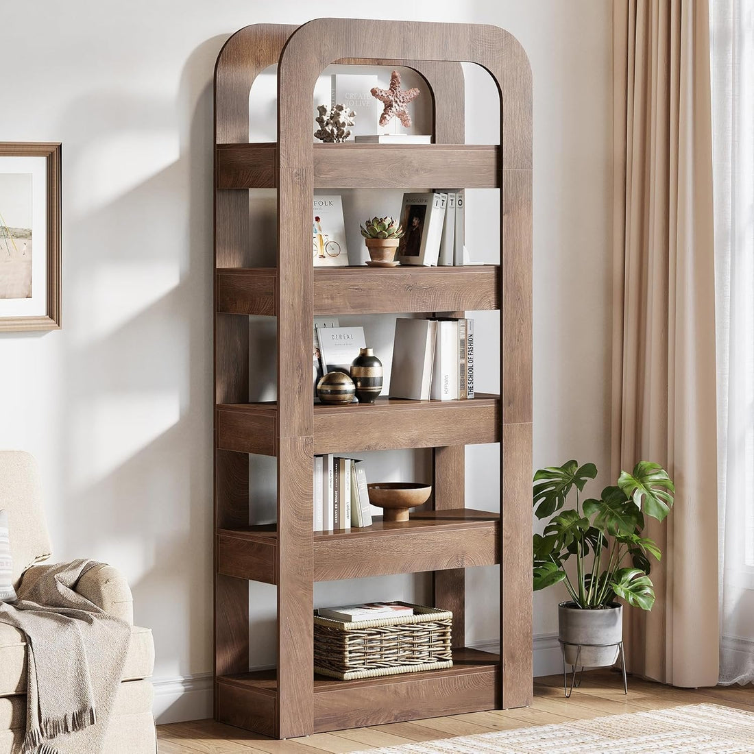 70.9" Bookshelf, 5-Tier Bookcase Storage Unit with Open Shelves-Tribesigns