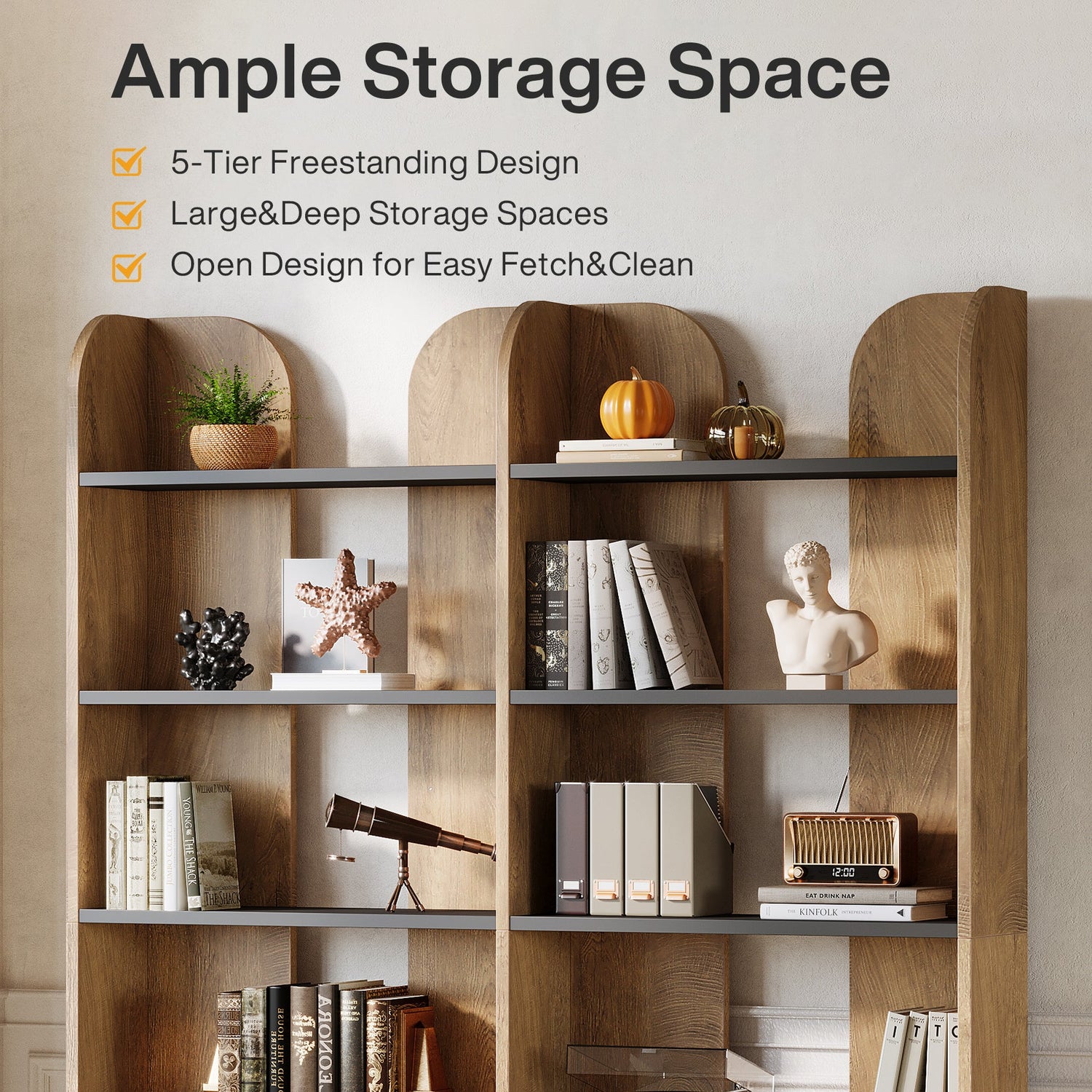 Tribesigns 70.8" Bookshelf, 5-Tier Bookcase with Open Display Shelves ...