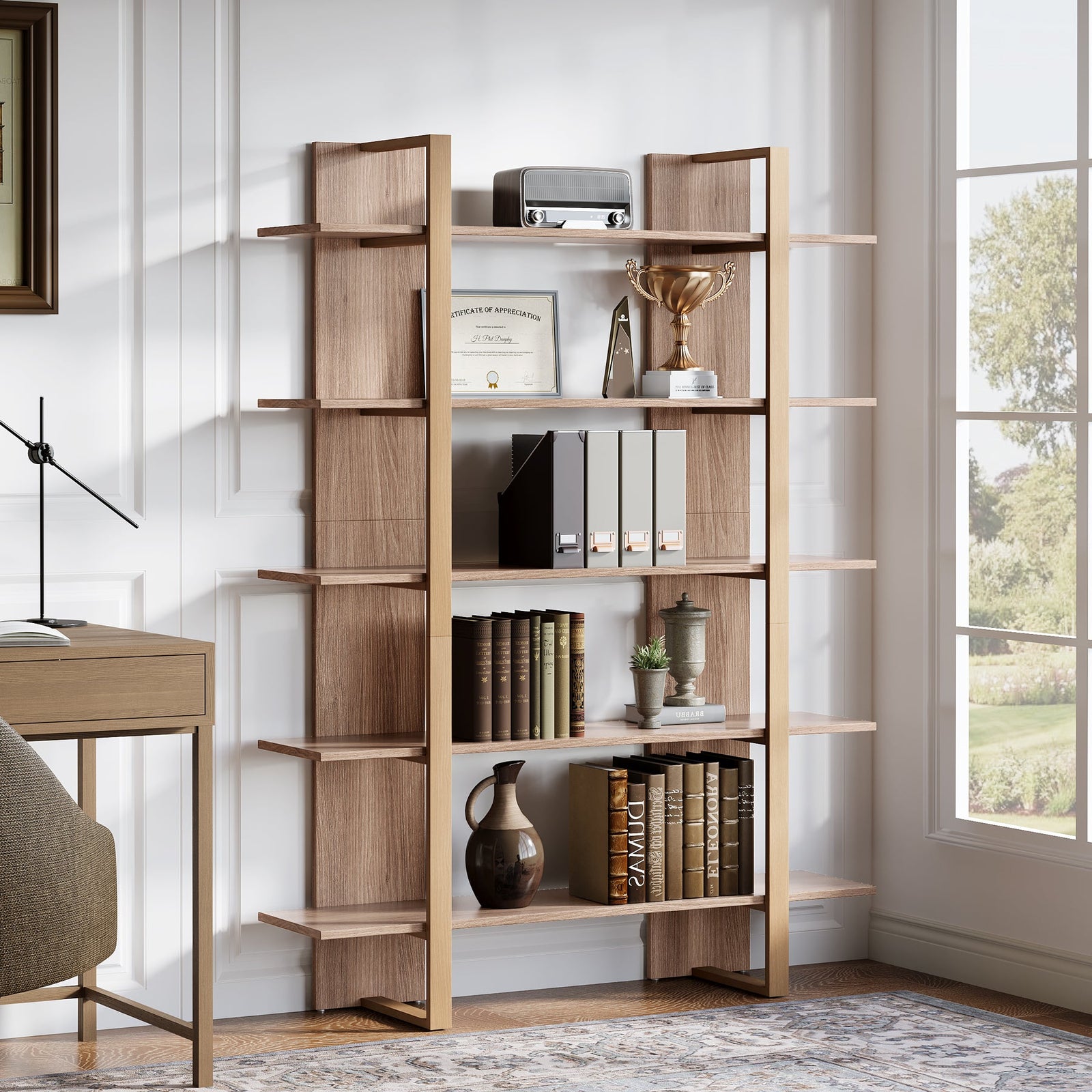 Tribesigns 70.8" Bookshelf, 5-Tier Etagere Bookcase Display Shelf ...