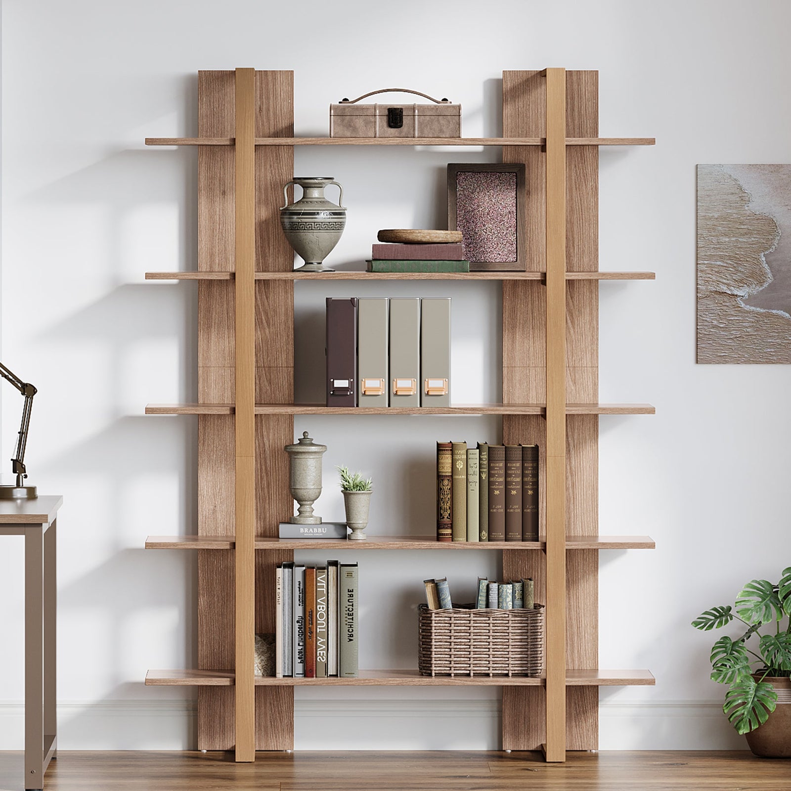 Tribesigns 70.8" Bookshelf, 5-Tier Etagere Bookcase Display Shelf ...