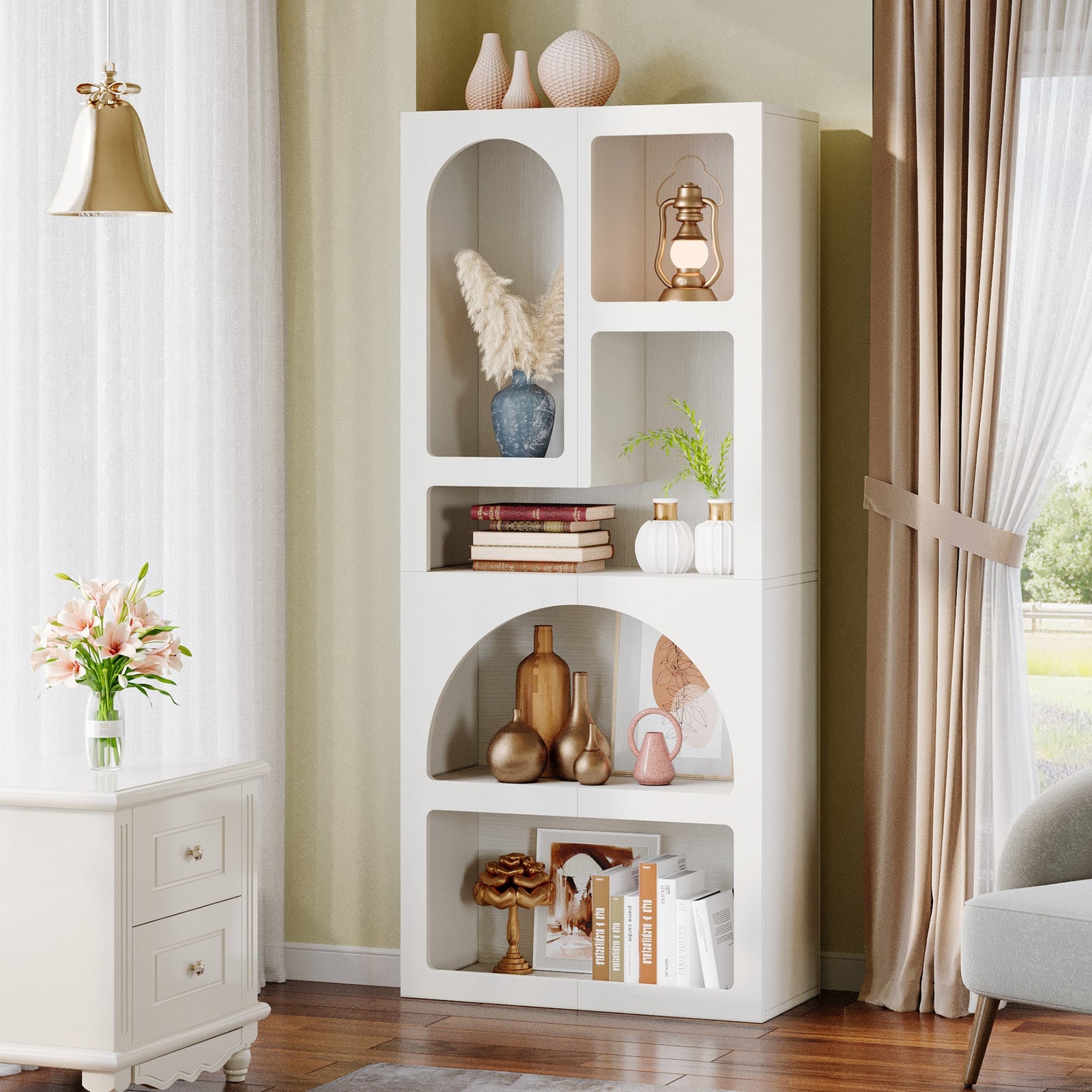 Tribesigns 70.8" Bookshelf, Geometric Bookcase Display Shelf-Tribesigns