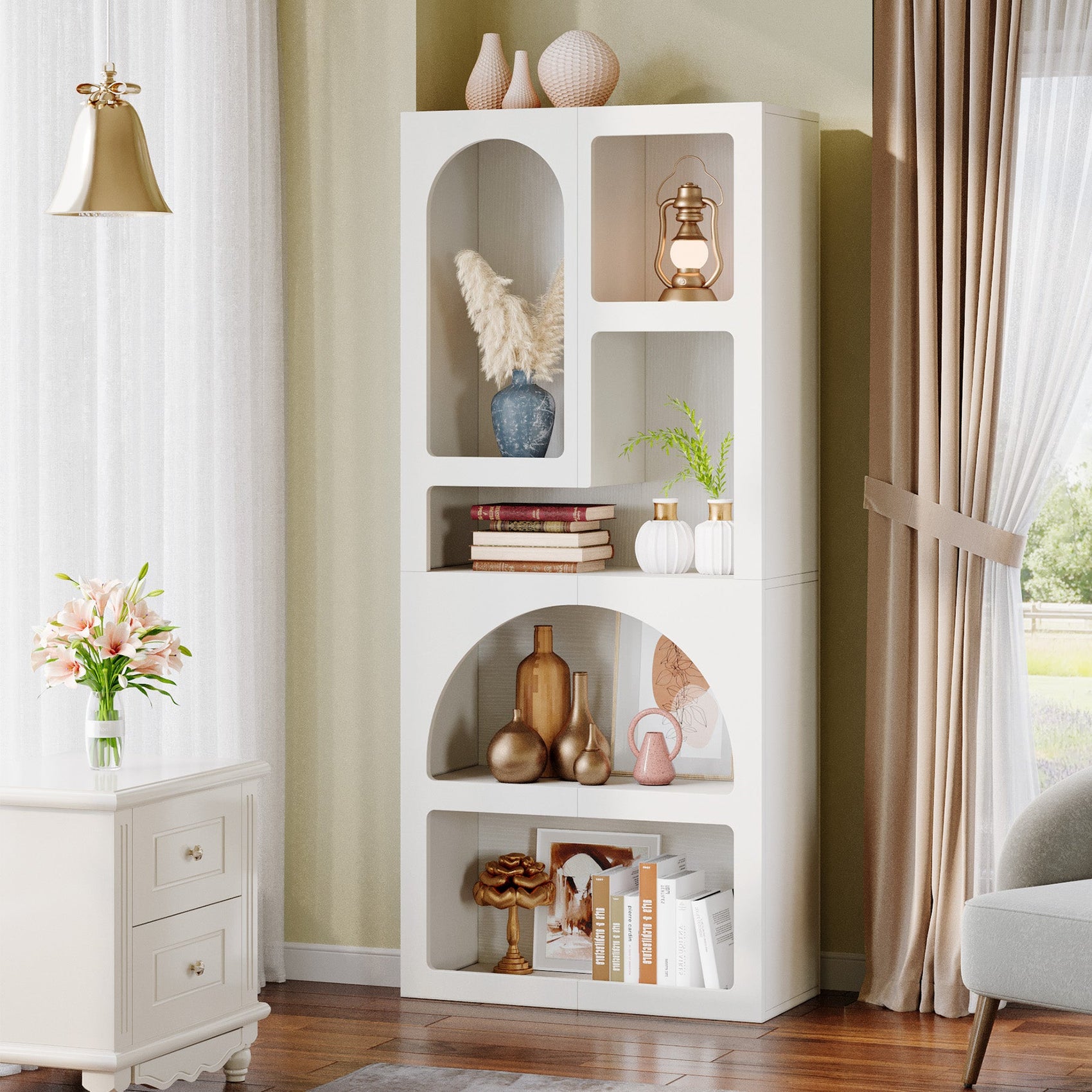 Tribesigns 70.8" Bookshelf, Geometric Bookcase Display Shelf-Tribesigns