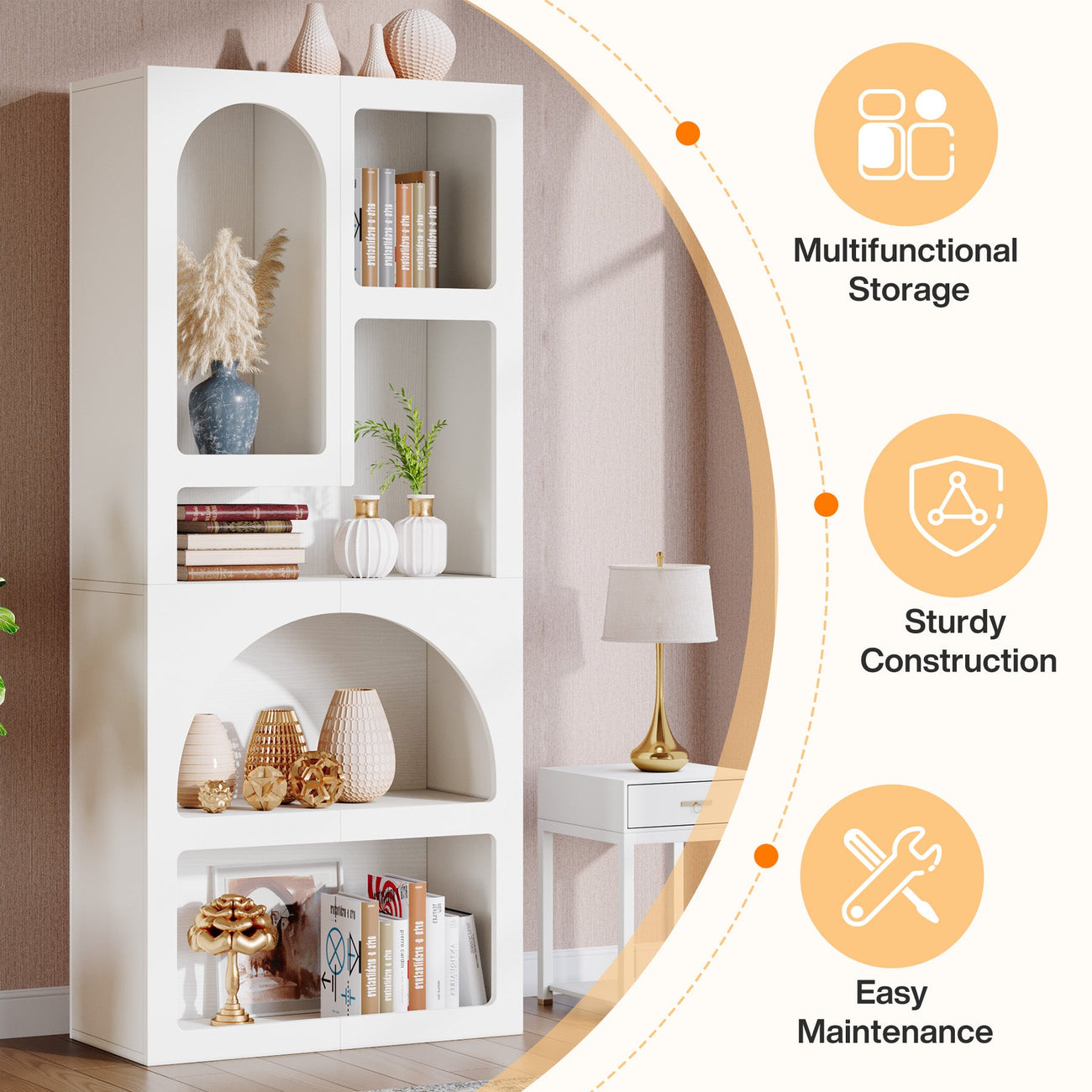 Tribesigns 70.8" Bookshelf, Geometric Bookcase Display Shelf-Tribesigns