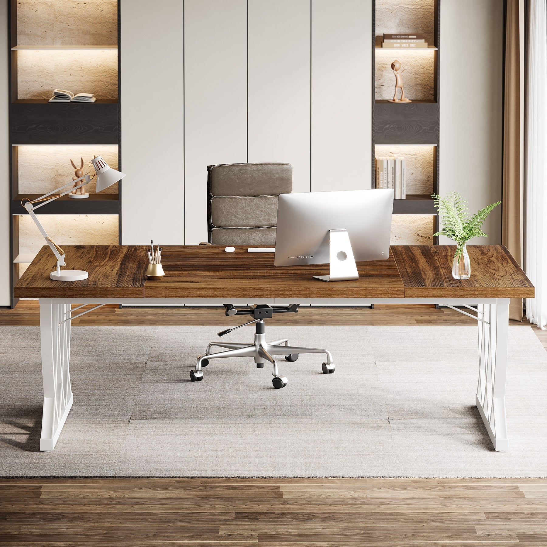 Tribesigns 70.8" Executive Desk, Retro Office Desk Computer Desk