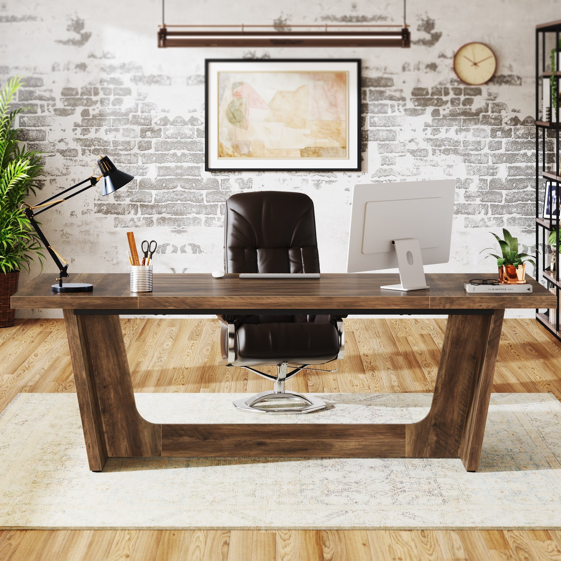 Tribesigns 70.8-Inch Executive Desk, Wood Computer Desk Writing Table