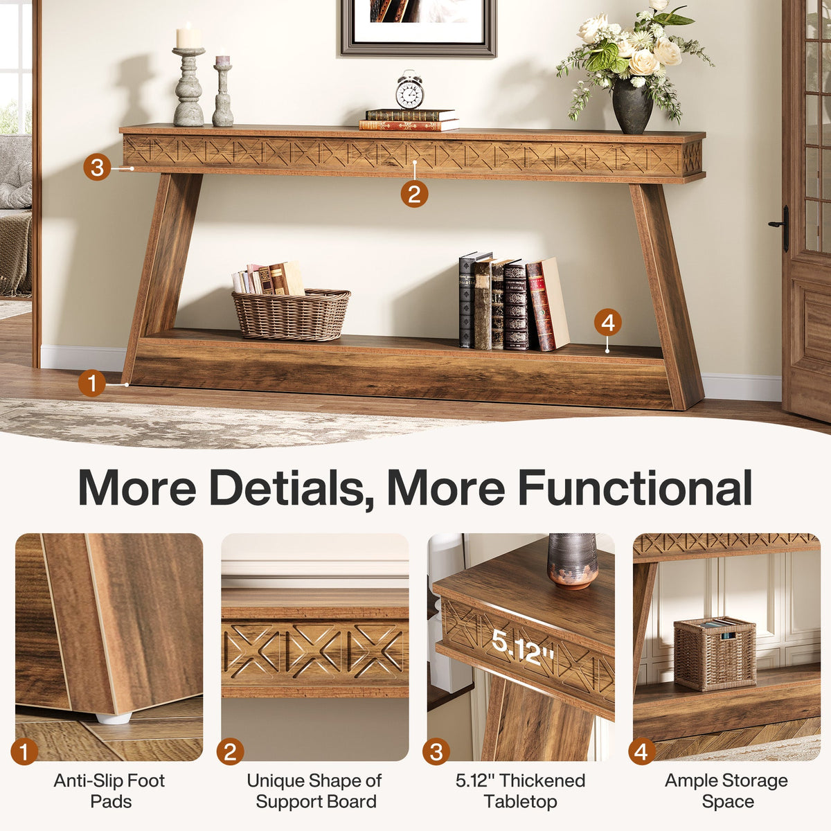 Tribesigns 70.8" Sofa Table, Farmhouse Console Table Entryway Table ...