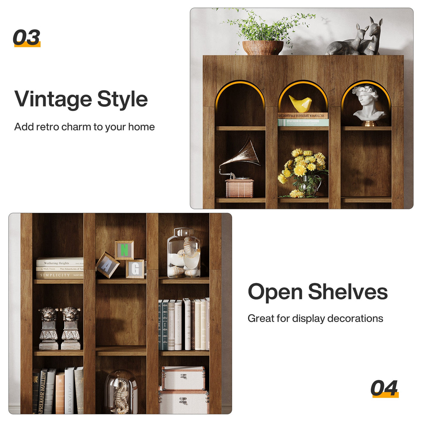 Tribesigns 70.8" Wood Bookshelf, 5-Tier Bookcase Storage Shelving Unit ...