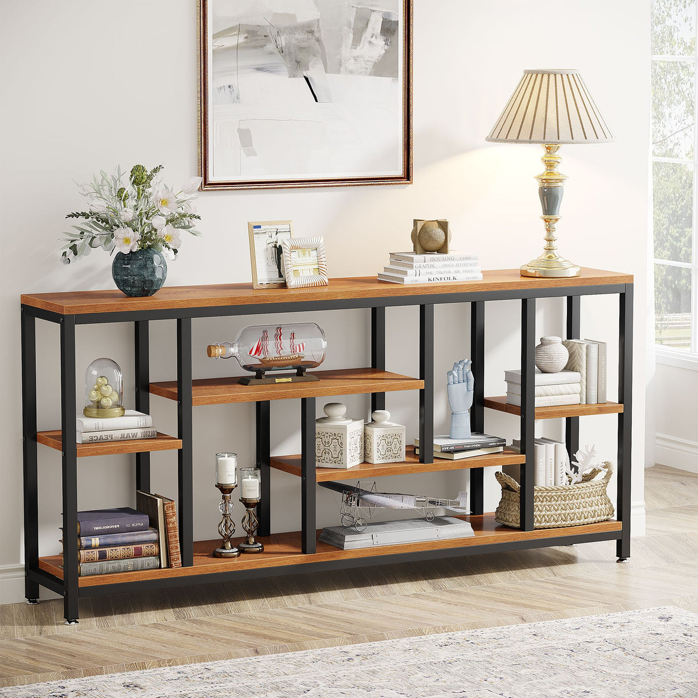 Tribesigns Console Table, 70.9" Entryway Sofa Table with 9 Shelves