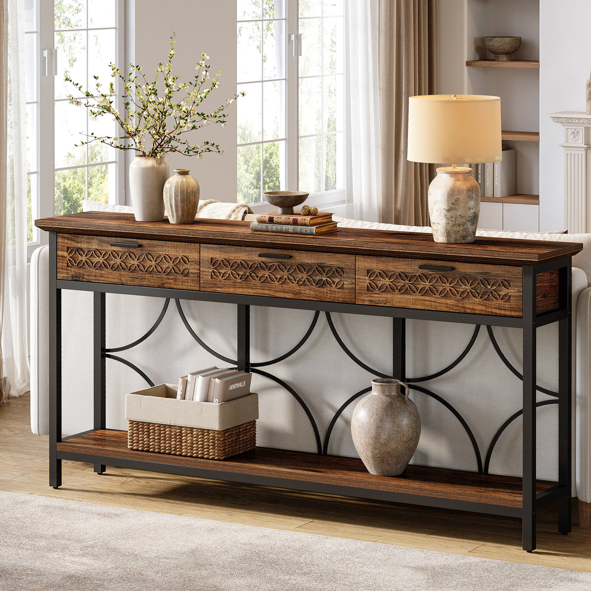 Tribesigns 70.9" Console Table, Entryway Table with Storage Drawers ...