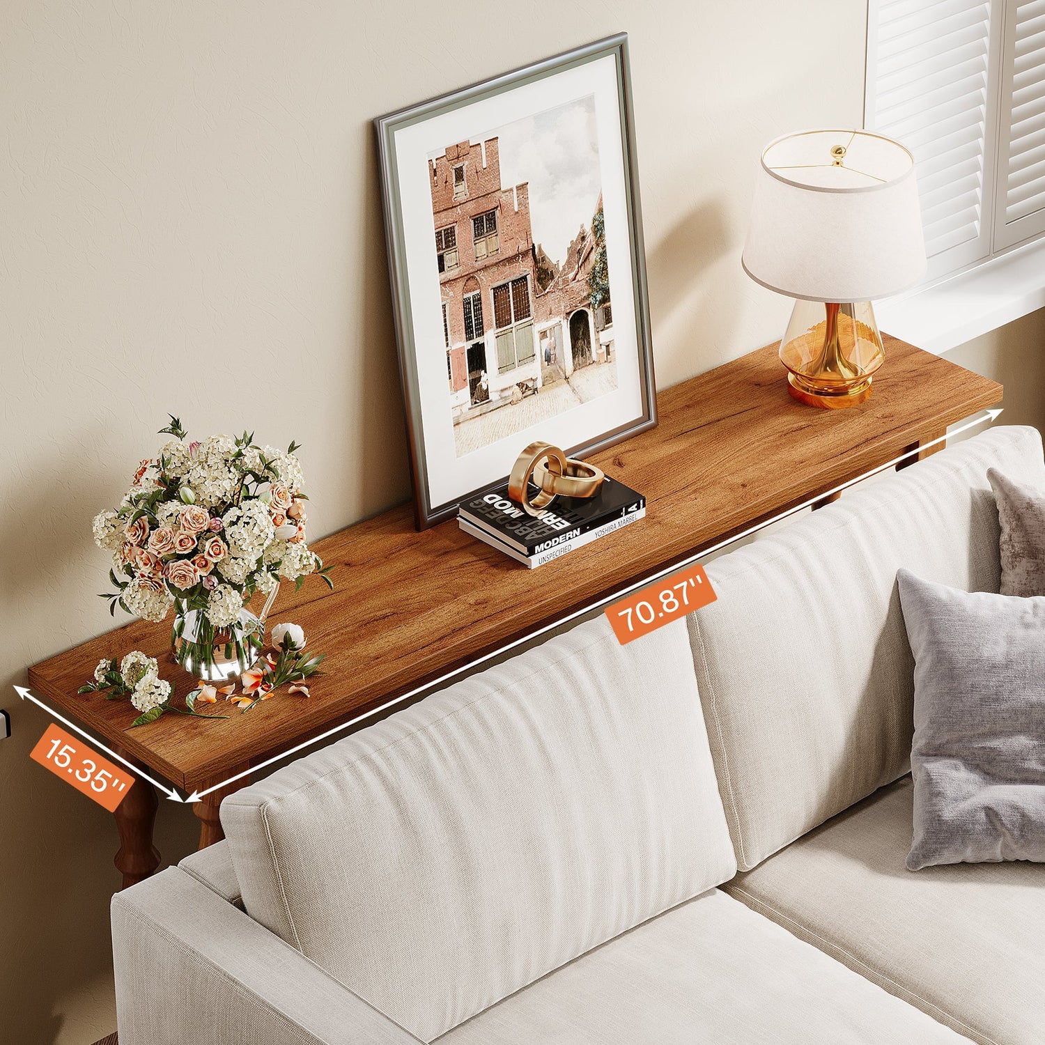 Tribesigns 70.9" Console Table, Wood Sofa Table Behind Couch-Tribesigns