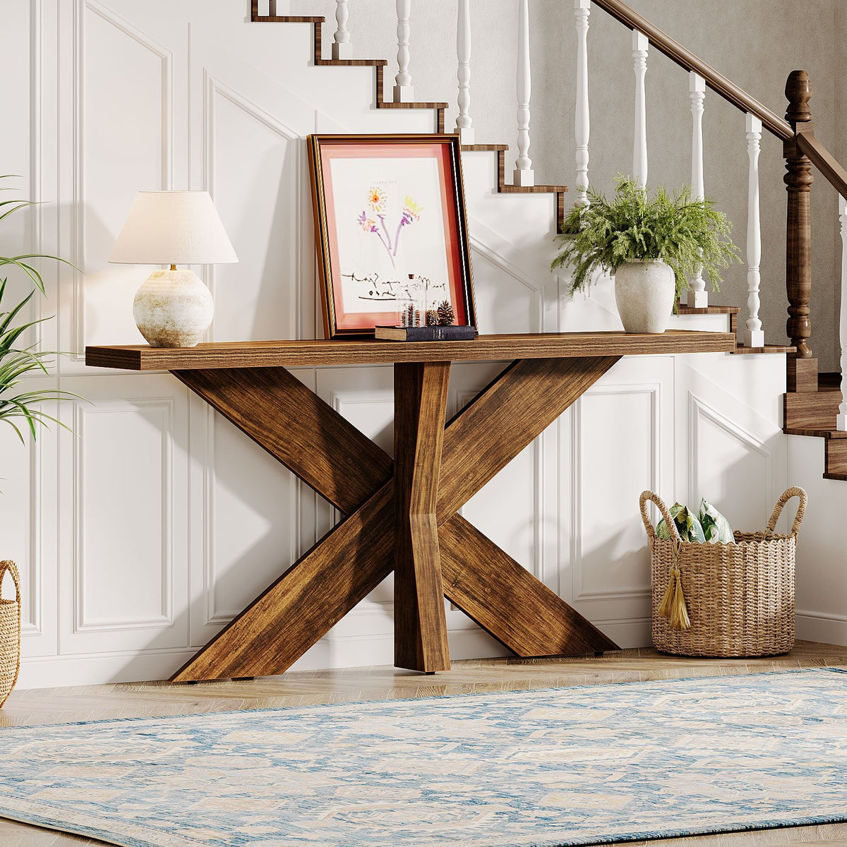 Tribesigns 70.9" Farmhouse Console Table, Wood Sofa Hallway Table ...
