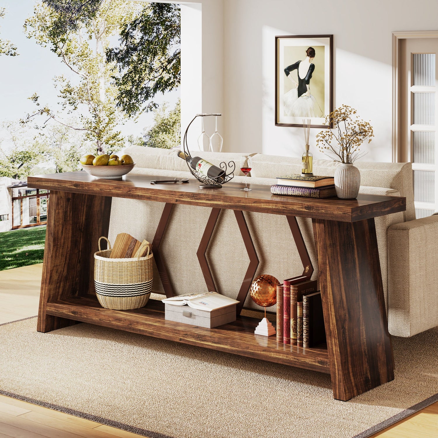 70.86-Inch Console Table, Entryway Console Table With Storage-Tribesigns