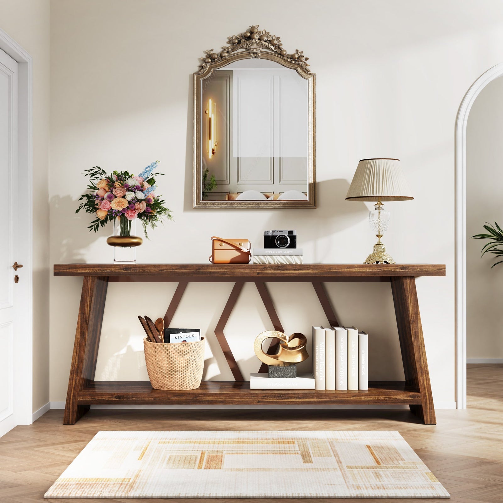 70.86-Inch Console Table, Entryway Console Table With Storage-Tribesigns