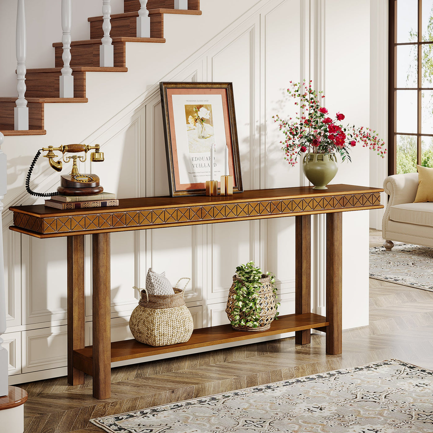 Tribesigns 70.9" Console Table, Wood Sofa Table Long Entryway Table