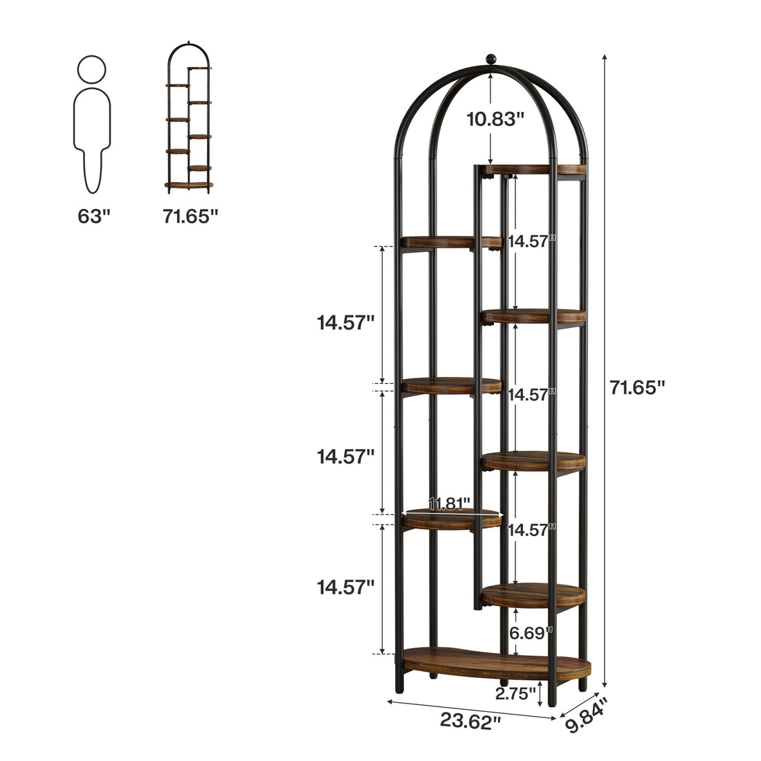 70" Plant Stand Indoor, 8-Tier Arched Plant Shelf Corner Display Rack ...