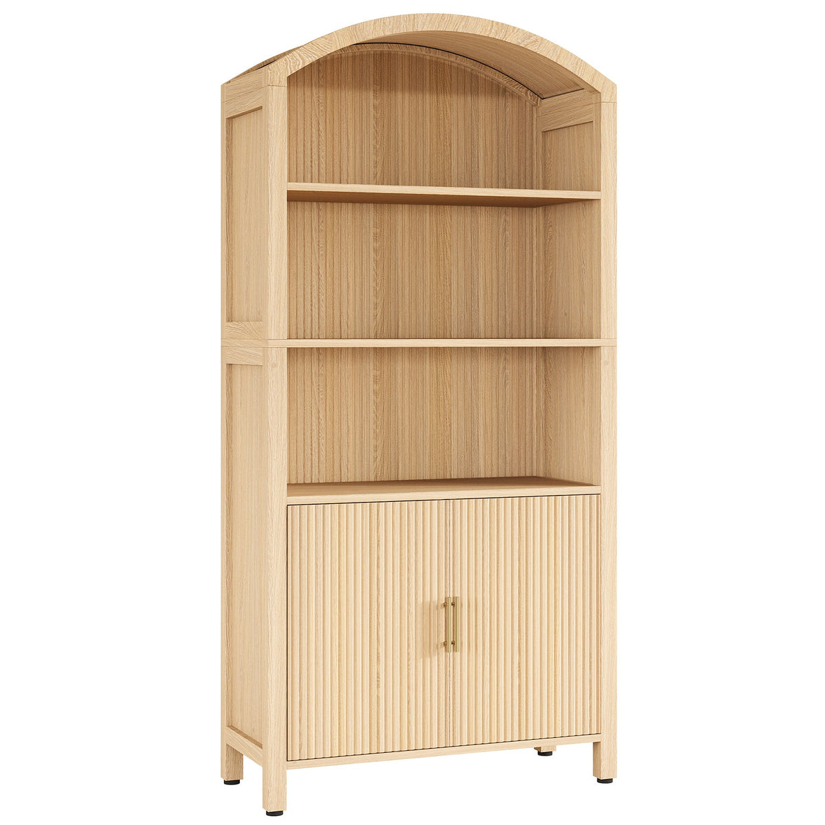 Tribesigns 71" Bookcase, 5-Tier Arched Bookshelf with Doors-Tribesigns