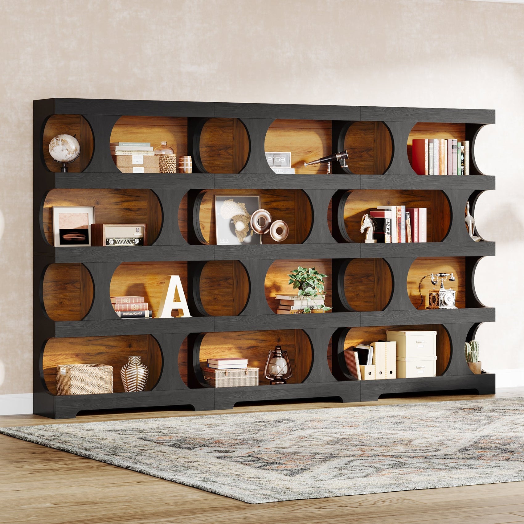 Tribesigns 71" Bookshelf, 4-Tier S-Shaped Bookcase Display Shelves ...