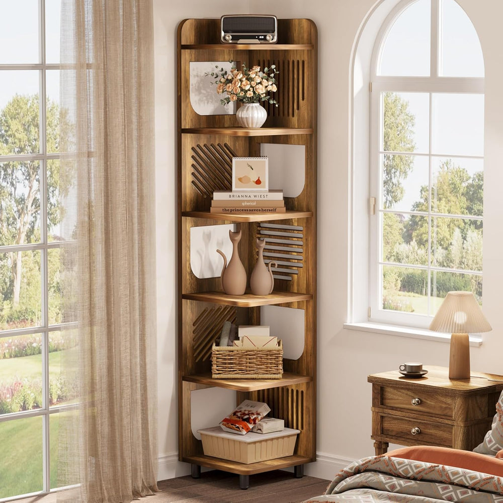 Tribesigns 71" Corner Shelf, Bookshelf Display Shelf with Storage Rack ...