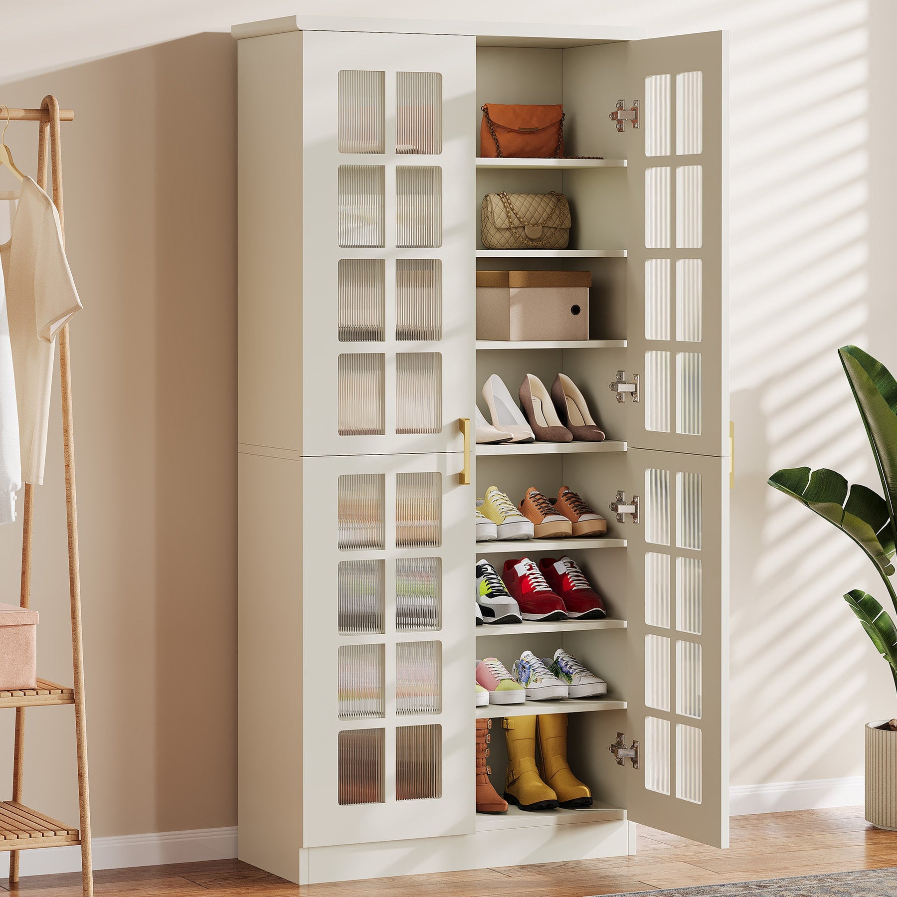 Tribesigns 71" Shoe Cabinet, 8-tier Shoe Racks With Adjustable Shelves