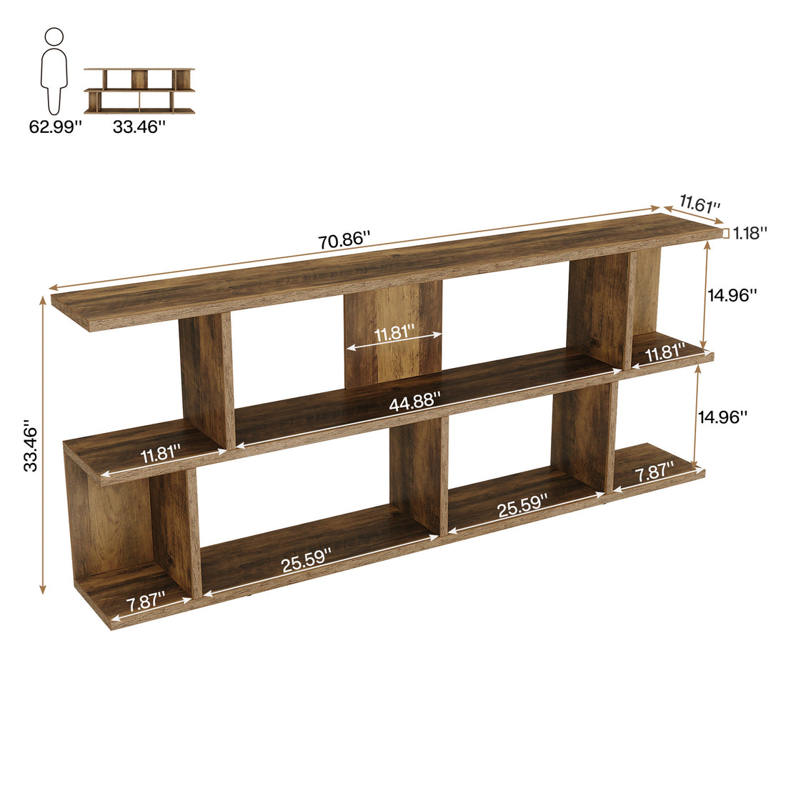 Tribesigns 71" Console Table, 3 Tier Farmhouse Sofa Table with Storage ...