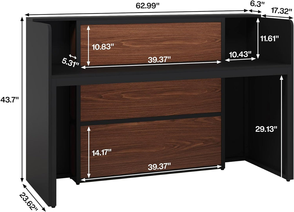 Modern Reception Desk with LED Lights, Front Desk Counter-Tribesigns