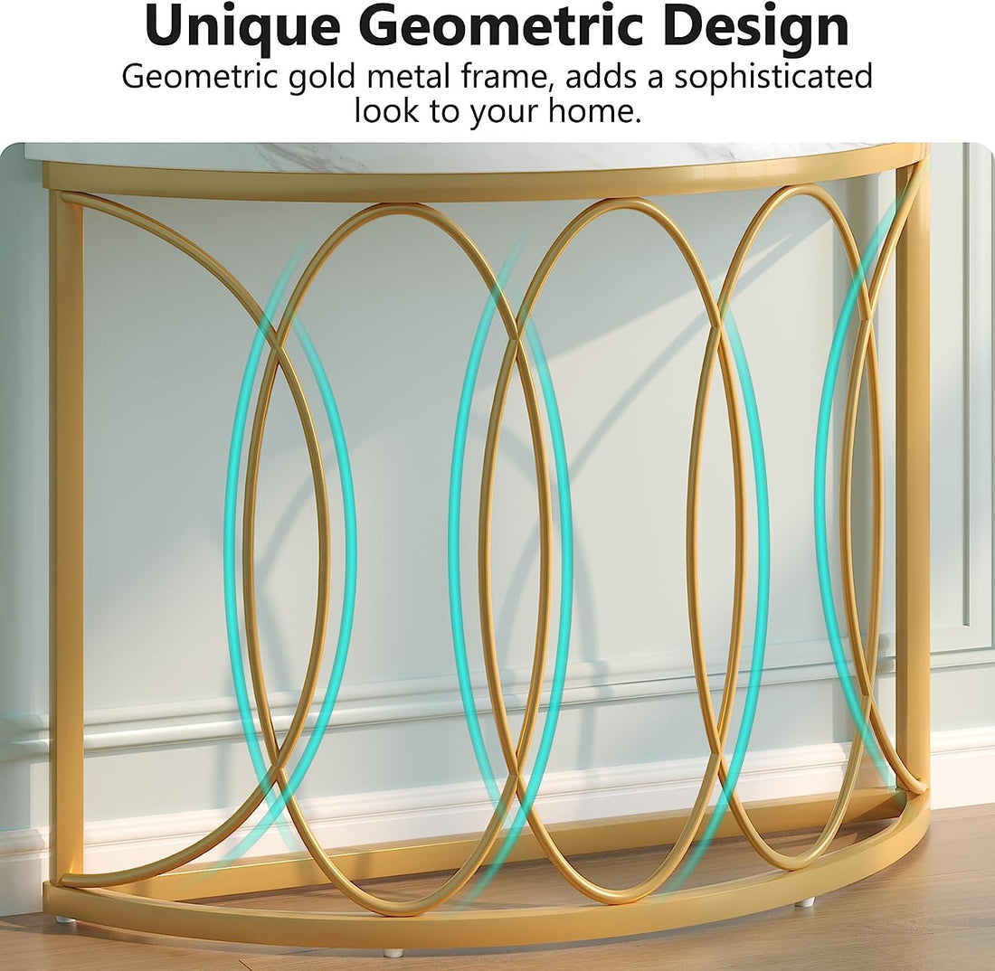 Tribesigns Console Table, 43" Half Moon Sofa Entryway Table-Tribesigns