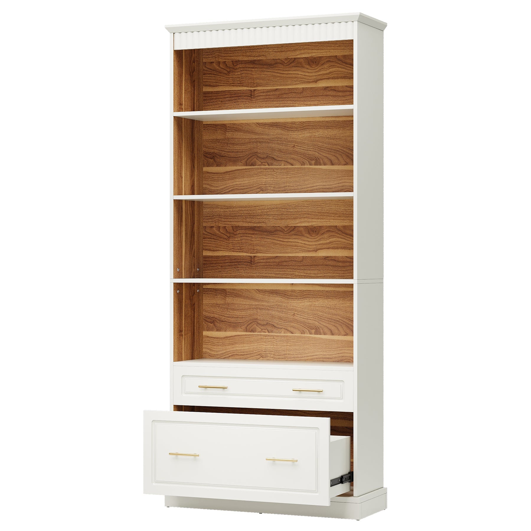 Tribesigns 72" Bookshelf with Drawers, 5-Shelf Bookcase Display Shelf