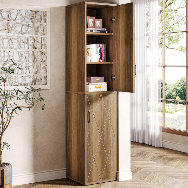 Tribesigns 75" Wood Storage Cabinet, Cube Cabinet with 6 Shelves-Tribesigns