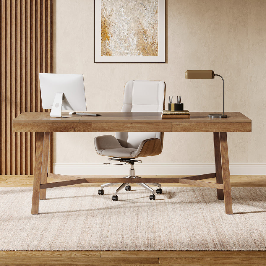 71" Executive Desk, Farmhouse Office Computer Desk with Sturdy Leg ...