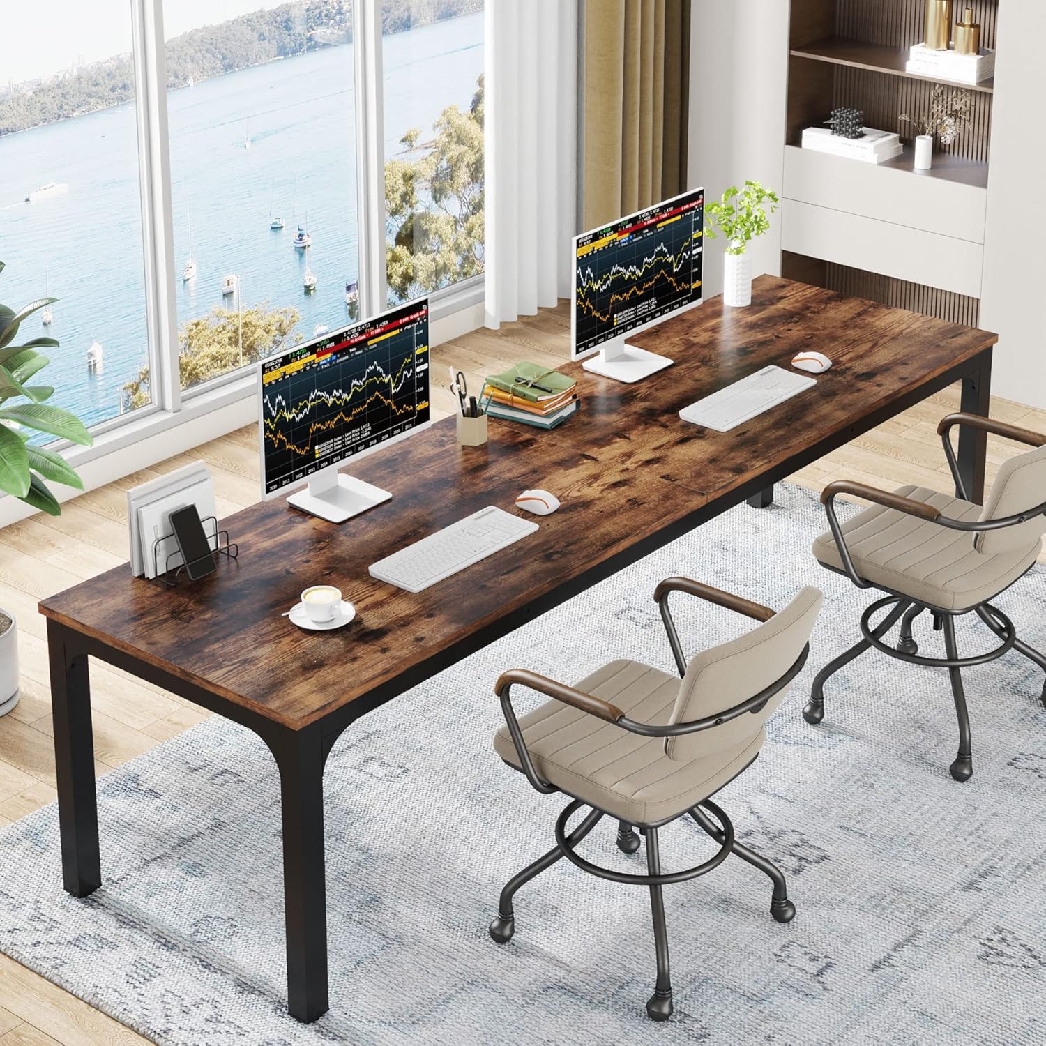 78.7" Extra Long Computer Desk, Rectangle Executive Desk 2 Person Desk ...