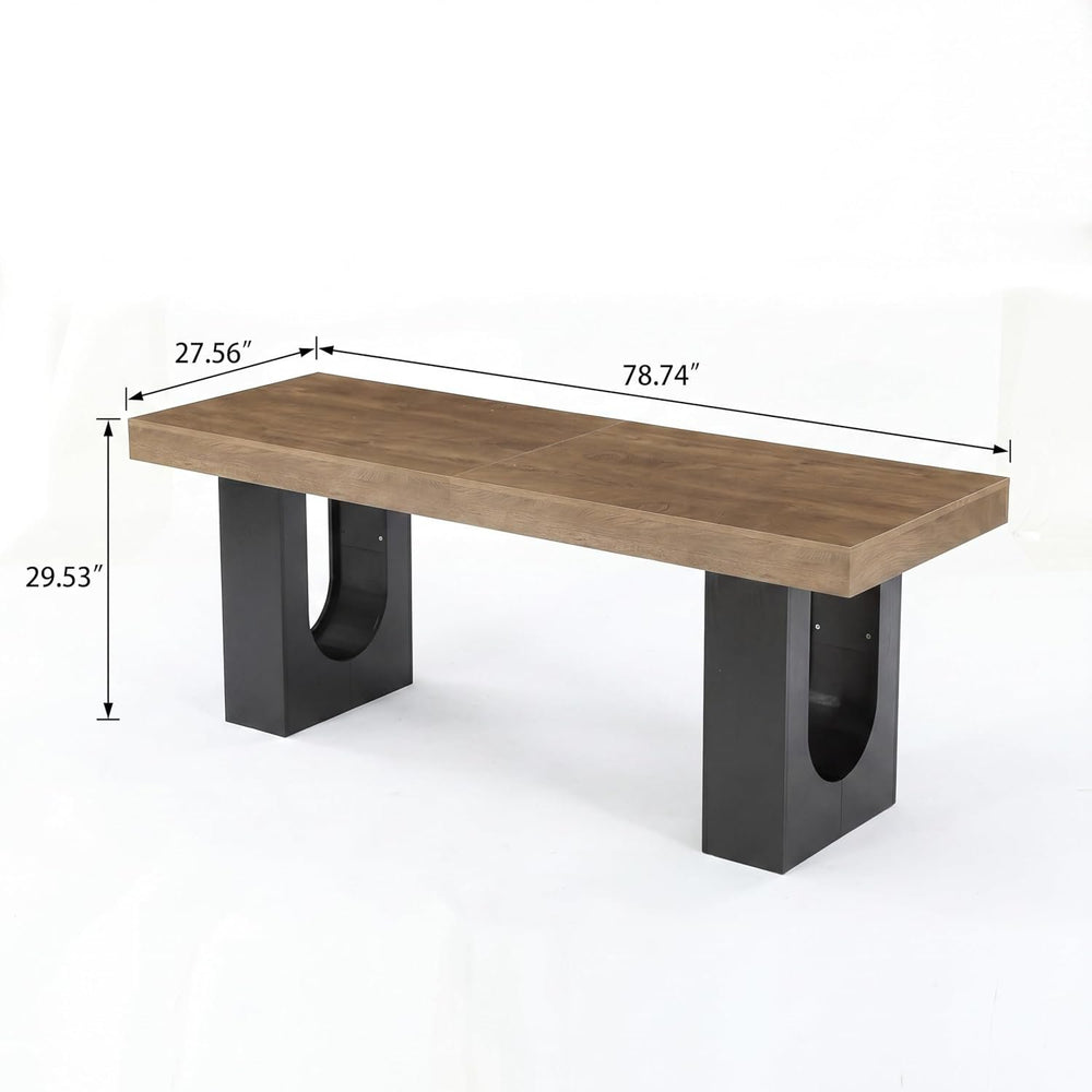 78.7" Rectangular Dining Table for 6-8 People with U-Shape Pedestal ...