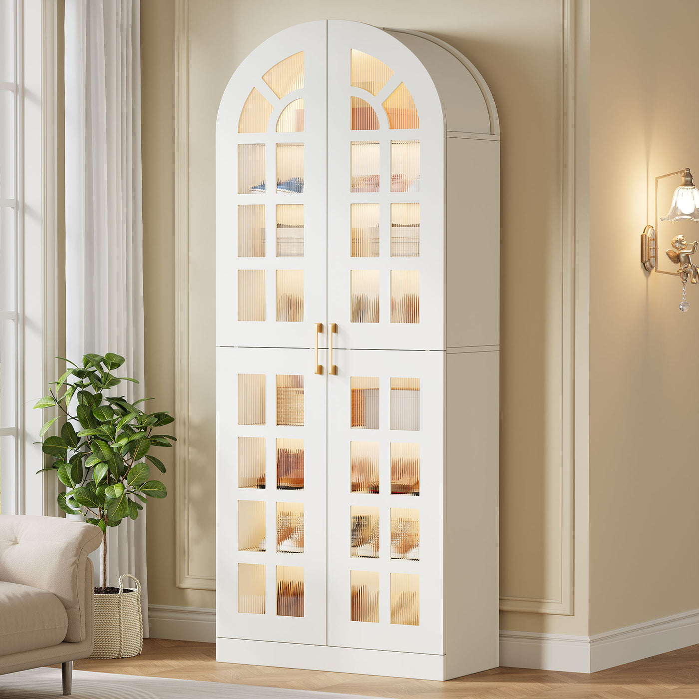 78.7" Shoe Cabinet, 8-Tier Modern Shoes Organizer Rack with Led Lights ...