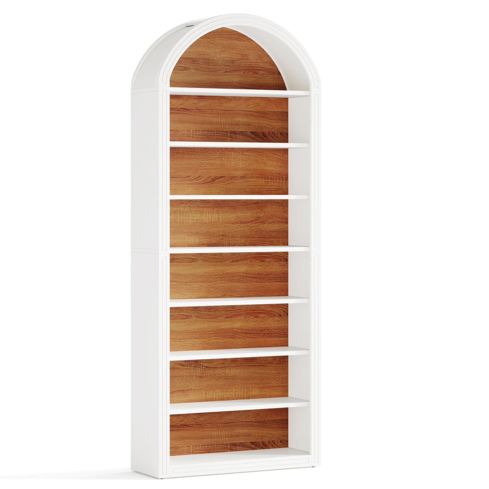 Tribesigns 6/8-Tier Tall Bookshelf, Wood Arched Bookcase Display ...