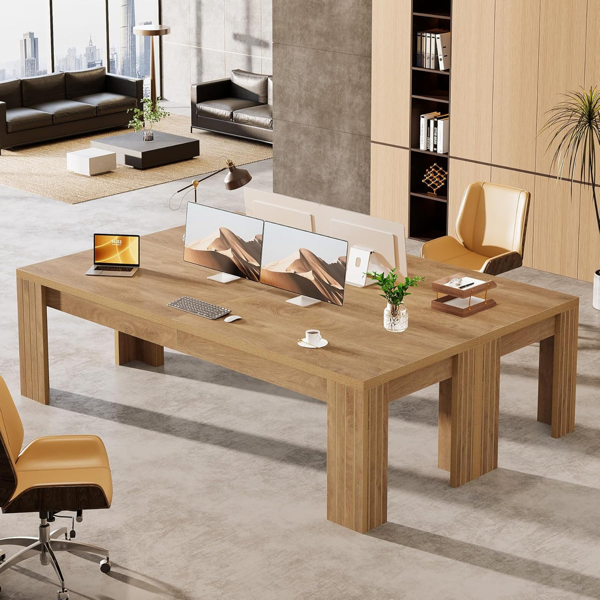 78.7" Computer Desk, 2 Person Desk Executive Desk Long Workstation ...
