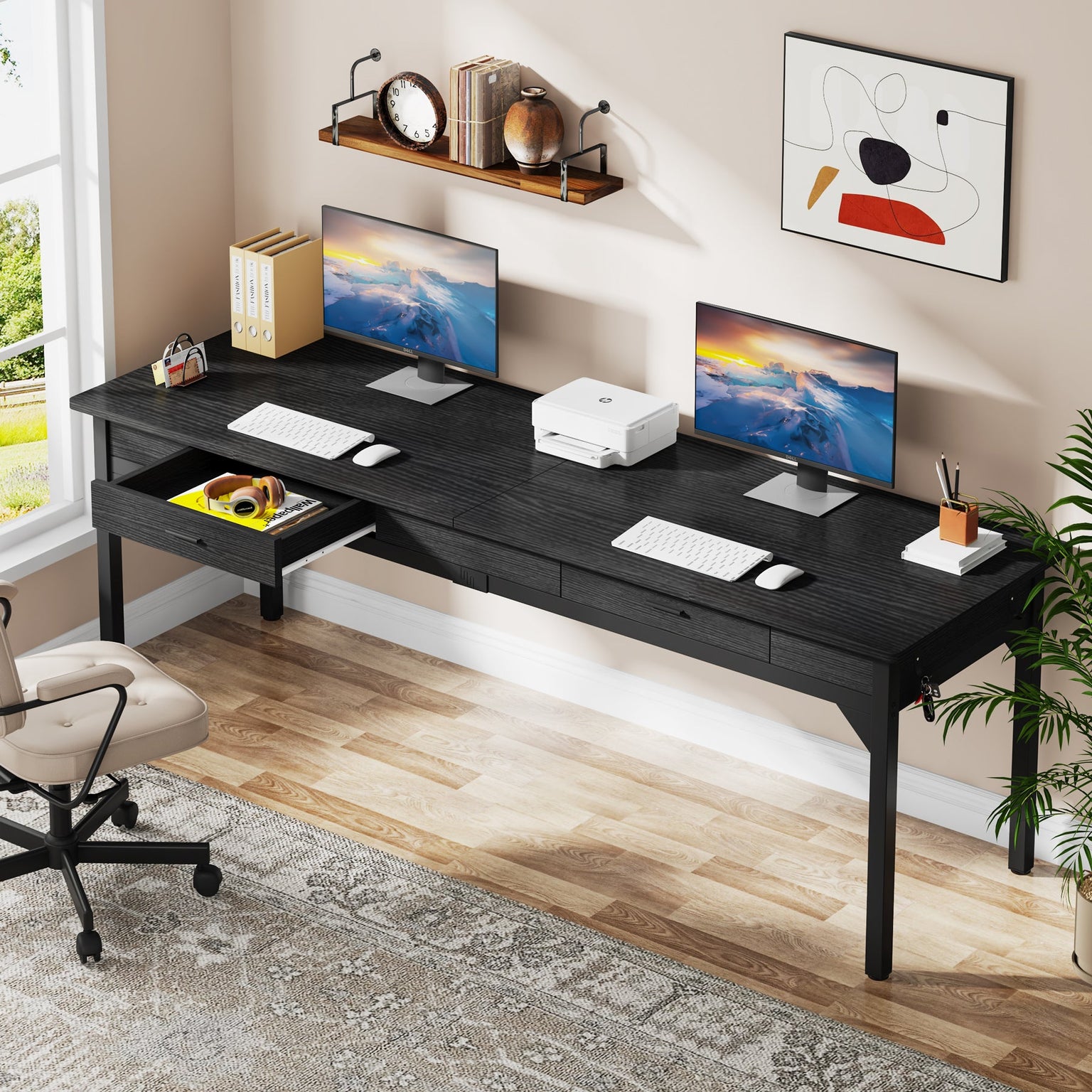 2 Person Desk | Double Desk Home Office - Tribesigns
