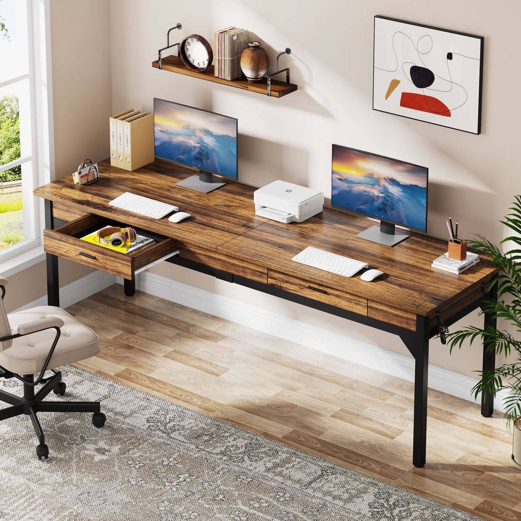 2 Person Desk | Double Desk Home Office - Tribesigns
