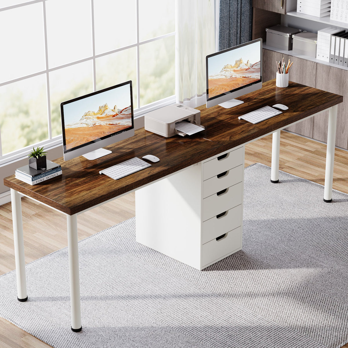 Tribesigns 78.7" Two Person Desk, Long Computer Desk with 5 Drawers