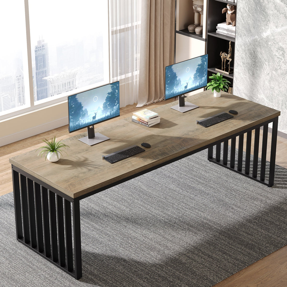 Tribesigns 78.74" Two Person Desk Executive Desk Double Computer Desk ...