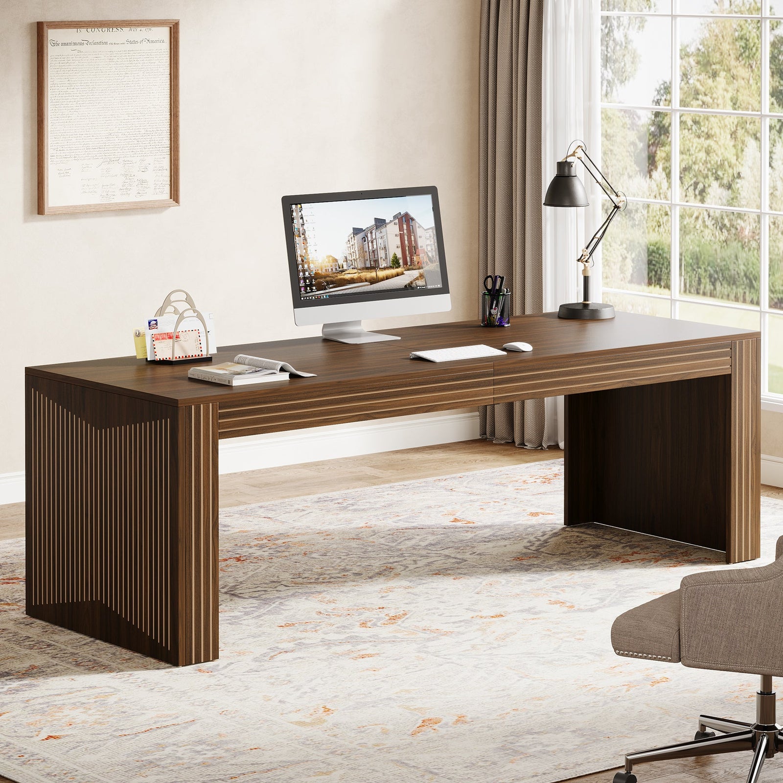 Tribesigns 79" Two Person Desk, Computer Desk Double Office Desk-Tribesigns