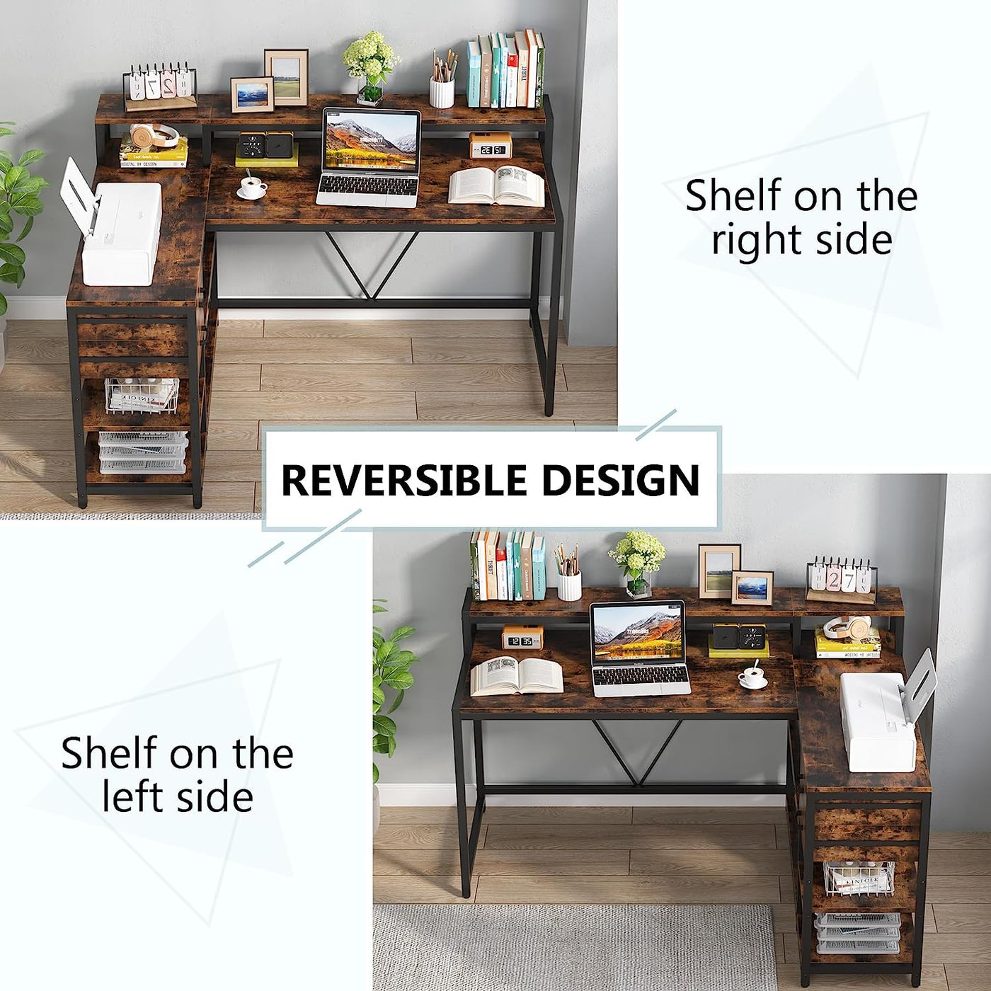 Tribesigns L-Shaped Desk, Corner Desk with Drawer & Storage Shelves