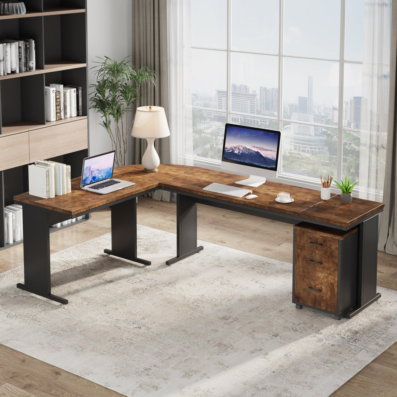 L-Shaped Executive Desk, 83" Executive Corner Desk-Tribesigns