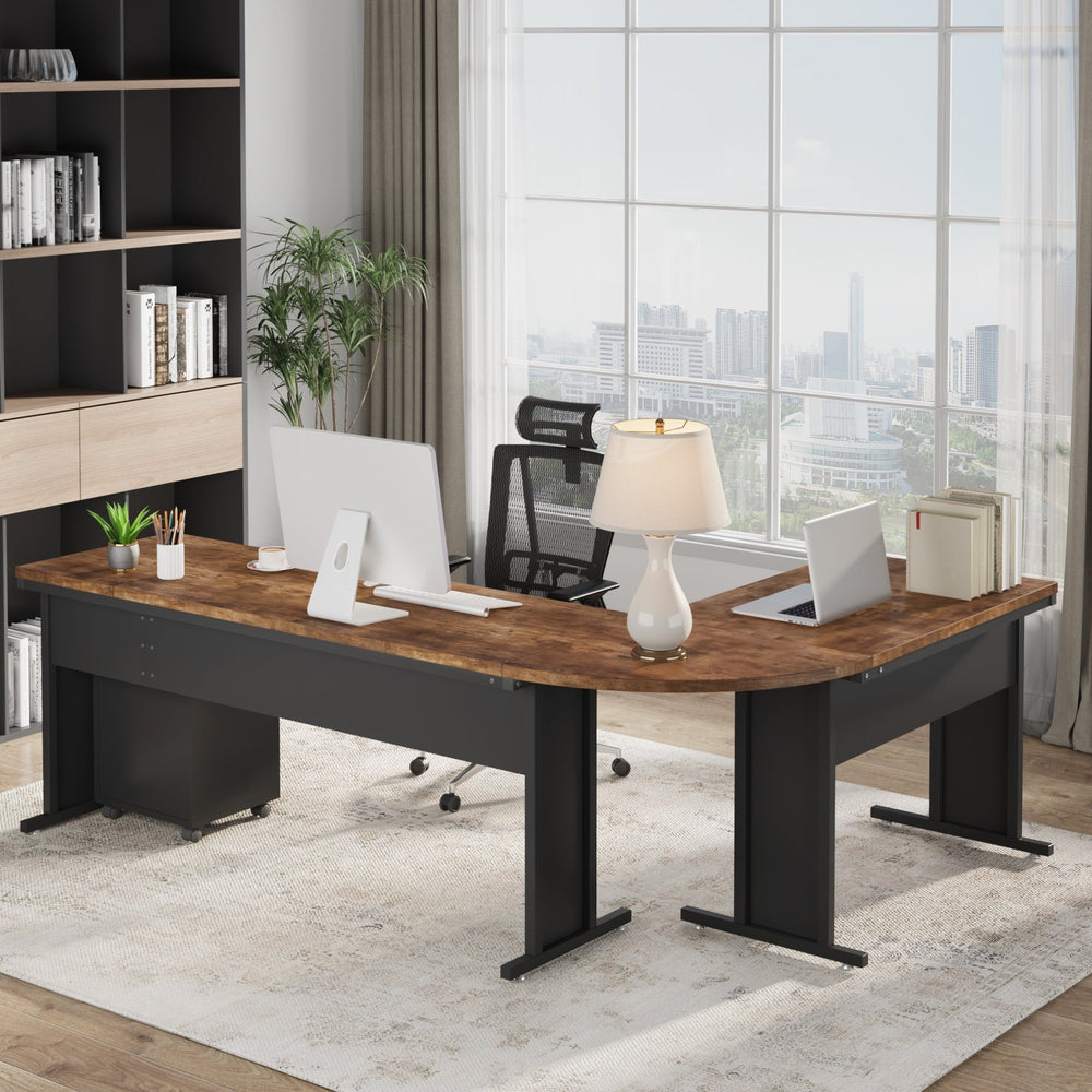 L-Shaped Executive Desk, 83" Executive Corner Desk-Tribesigns