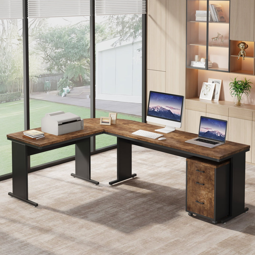 L-Shaped Executive Desk, 83" Executive Corner Desk-Tribesigns