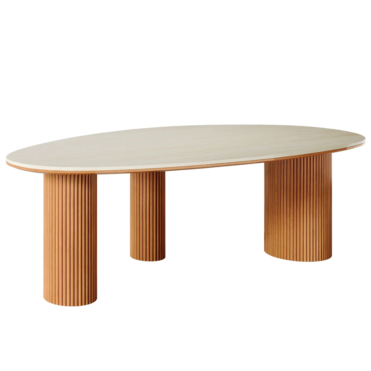 Tribesigns 86" Dining Table, Oval Stone Kitchen Dinner Table for 6 ...